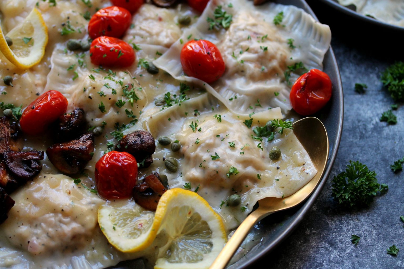 Vegan Chick'n Piccata Ravioli - Eat Figs, Not Pigs