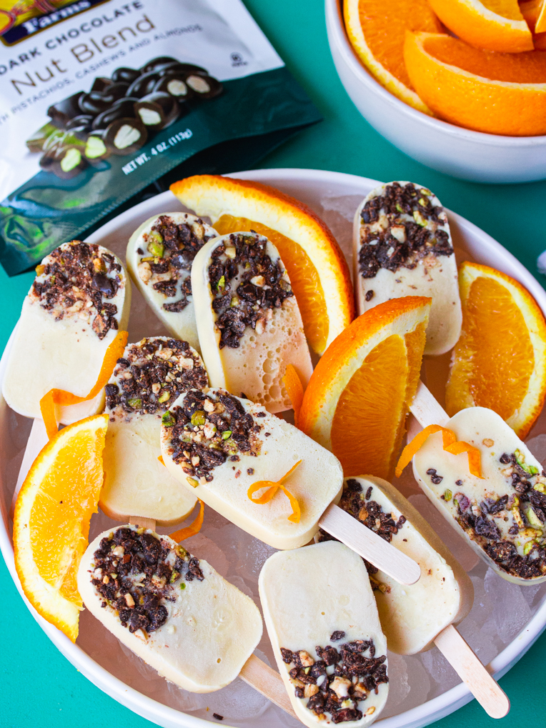 Chocolate-Pistachio Covered Orange Cream Popsicles - Eat Figs, Not Pigs