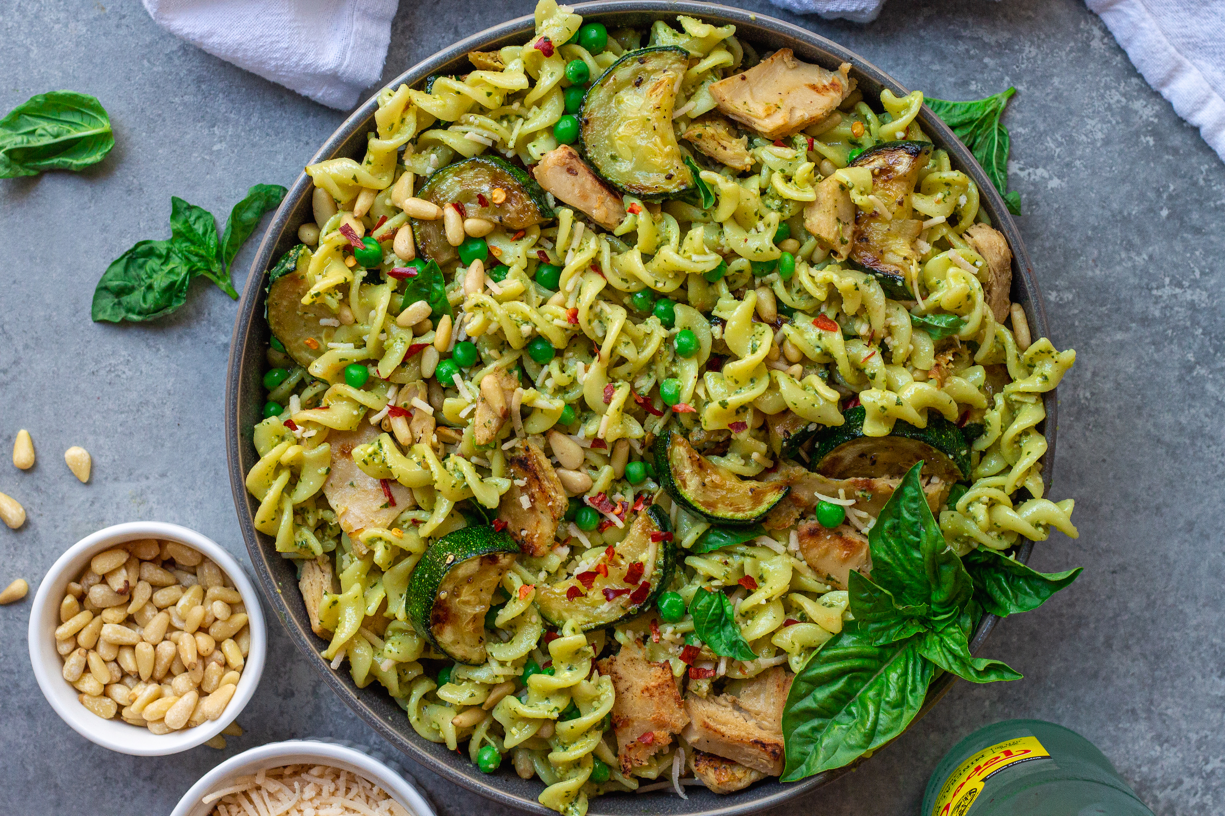 Vegan Chick'n Pesto Pasta Salad - Eat Figs, Not Pigs - Side Dish