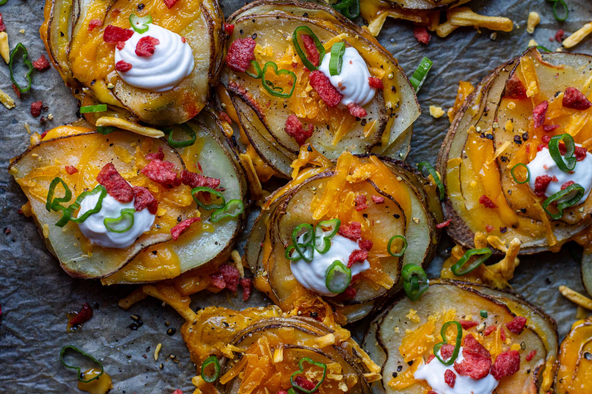 Cheesy Vegan Loaded Potato Stacks - Eat Figs, Not Pigs