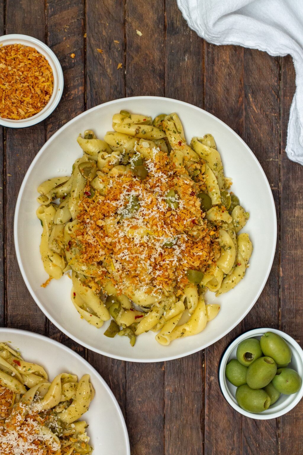 Green Olive Pasta with Lemony Breadcrumbs - Eat Figs, Not Pigs