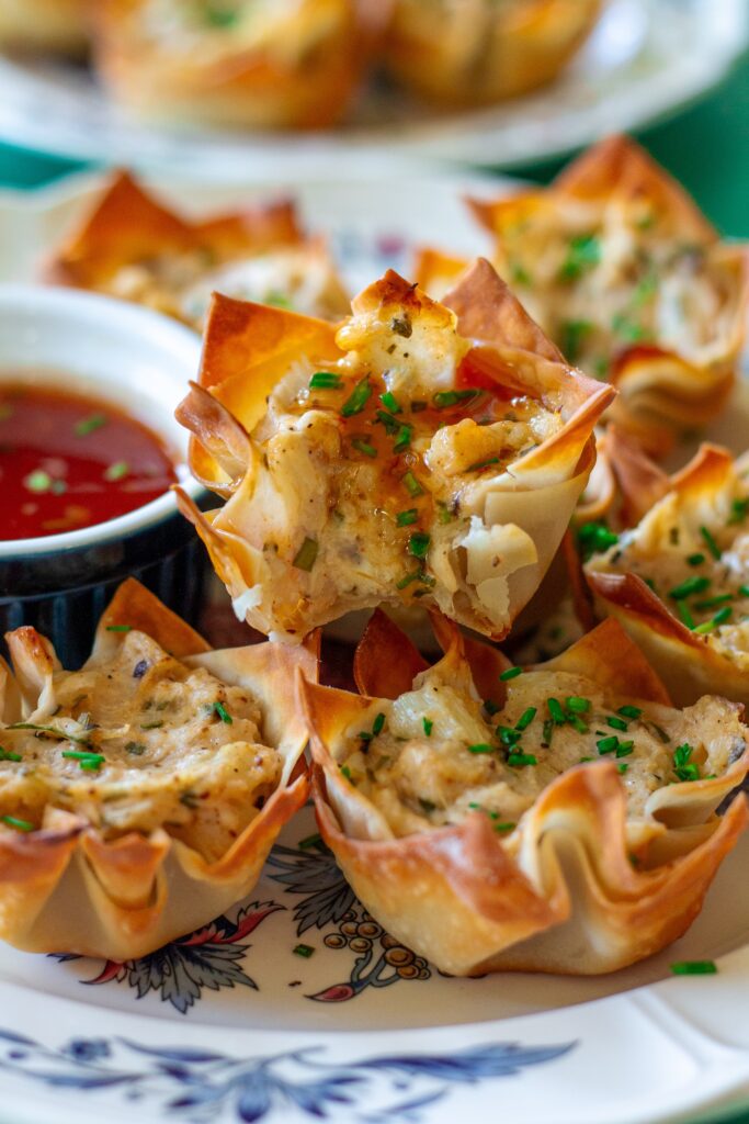 Vegan Crab Rangoon Wonton Cups - Eat Figs, Not Pigs