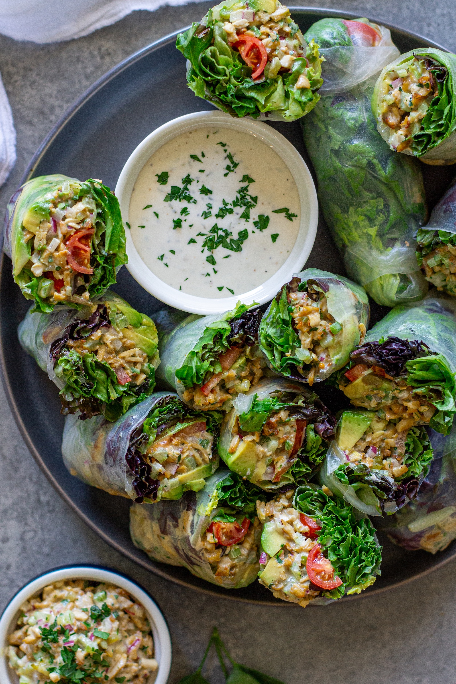 Vegan Chicken Salad Summer Rolls - Eat Figs, Not Pigs
