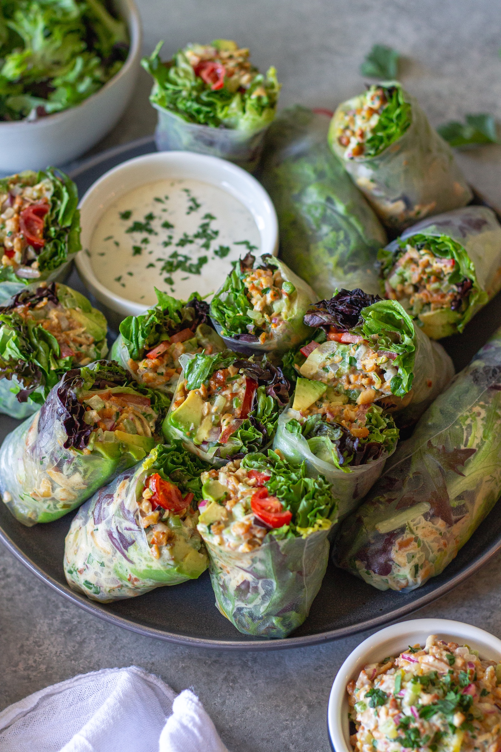 Vegan Chicken Salad Summer Rolls - Eat Figs, Not Pigs