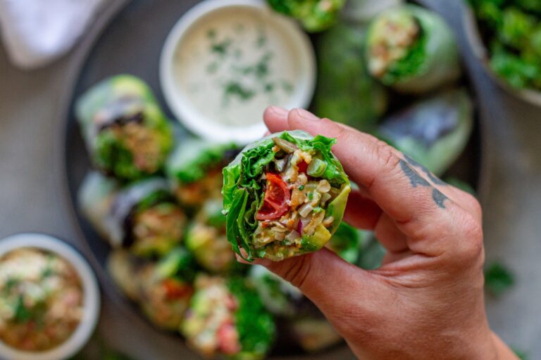 Vegan Chicken Salad Summer Rolls - Eat Figs, Not Pigs
